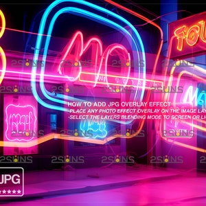 Neon Photoshop Overlays, Bokeh Overlays, Neon Backdrop, Neon Light ...