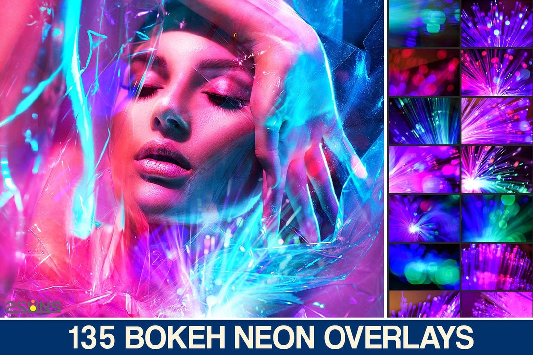 Neon Photoshop Overlays, Bokeh Overlays, Christmas Overlays, Neon Light ...