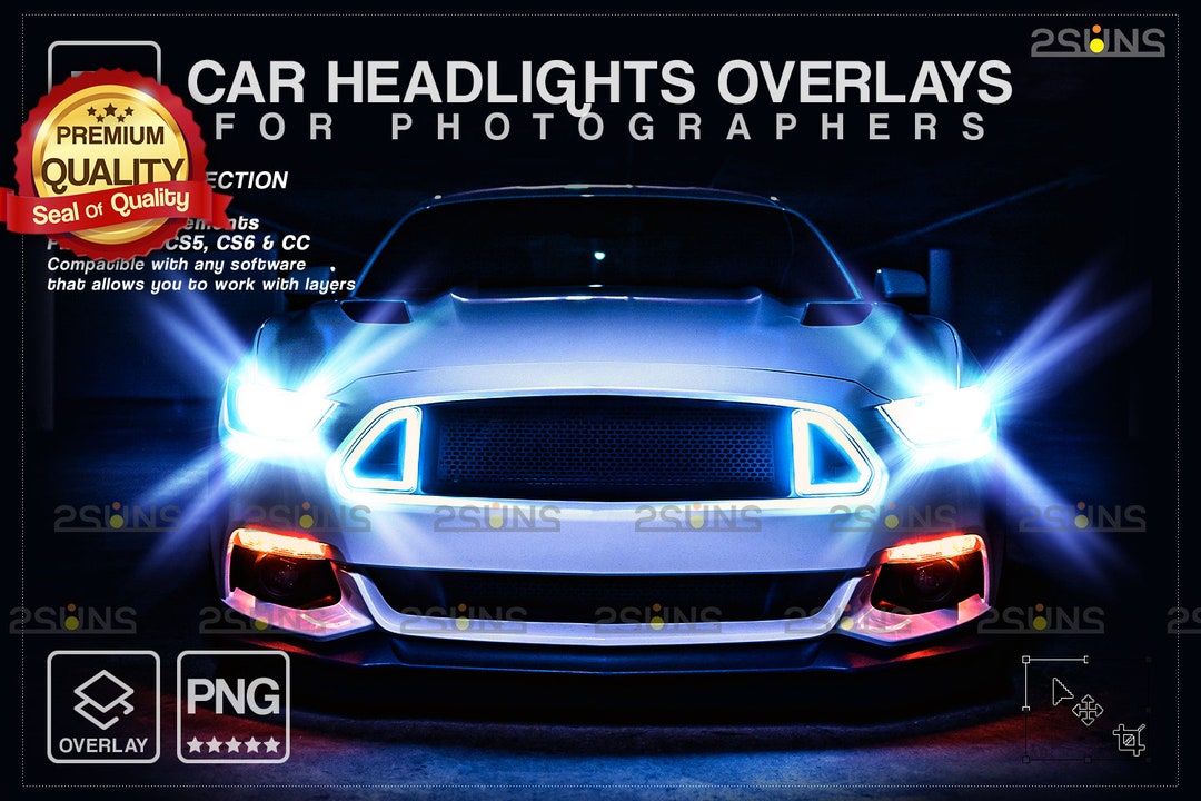 Car Headlights Photo Overlay, Car Photoshop Overlays, Stage Light ...