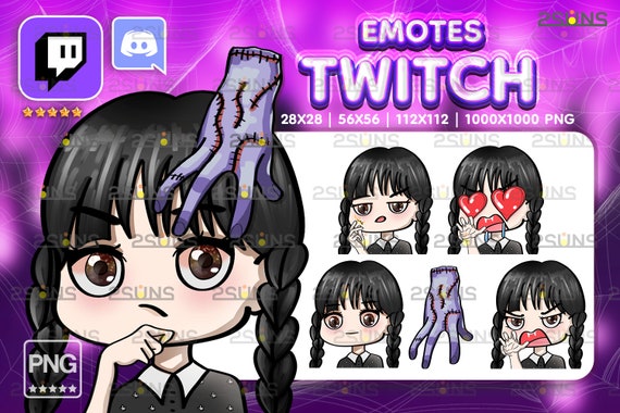 Chibi Gothic Girl twitch emotes package, Discord dark schoolgirl, girl ...