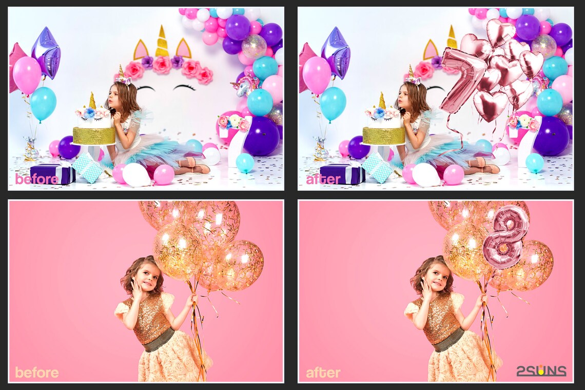 Foil Balloons Photoshop Overlays, Party Photo Overlays, Letter Balloons ...