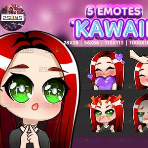 Girl Chibi EMOTES 5, Emoji Twitch Pack, Smile Emotes Pack, Emotes for ...