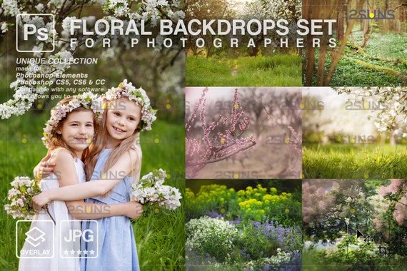 Digital flower backdrop, Flower overlay, Photoshop overlay, Field ...