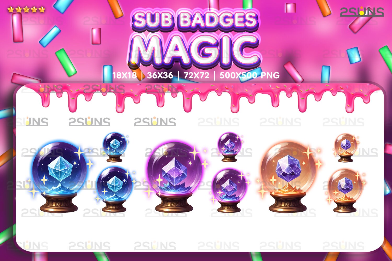 6 Magic Sub Badges, Goth Twitch Badges, Magic Ball Sub Badge, Badges ...