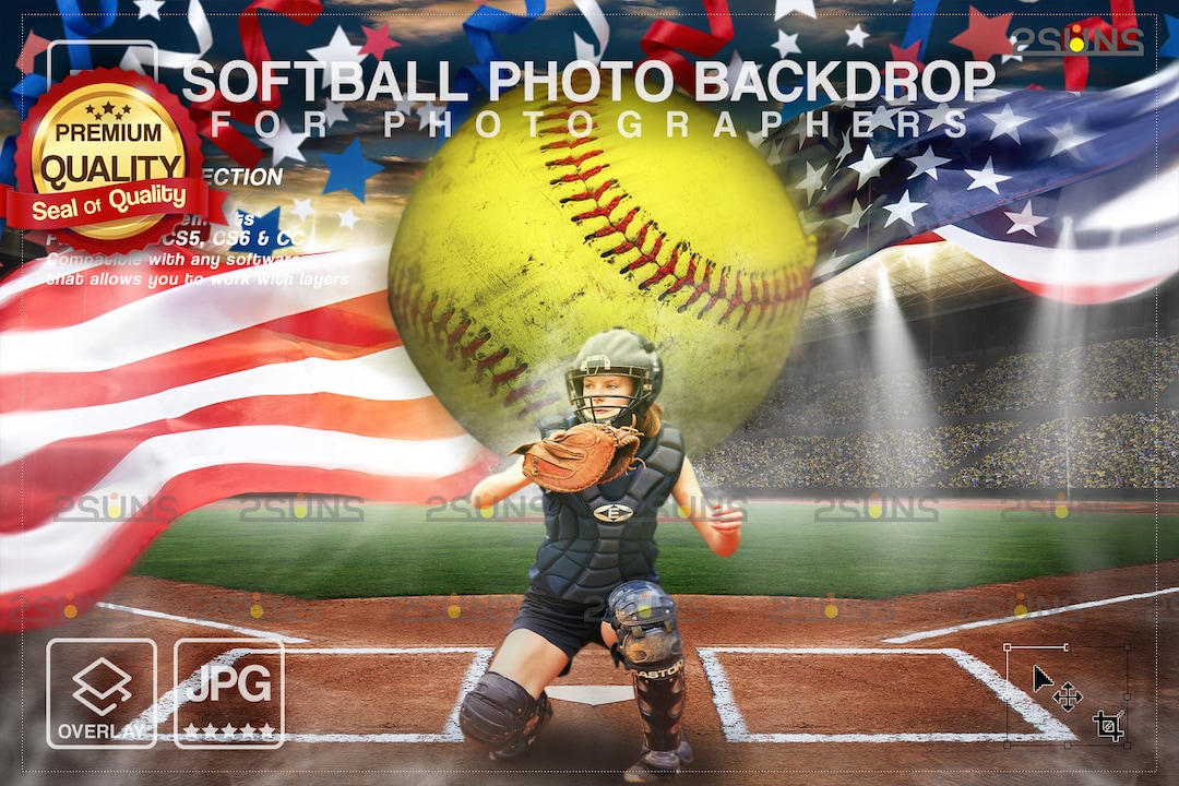 Softball Backdrop, Sports Digital Background, Photo Overlays, Sports ...