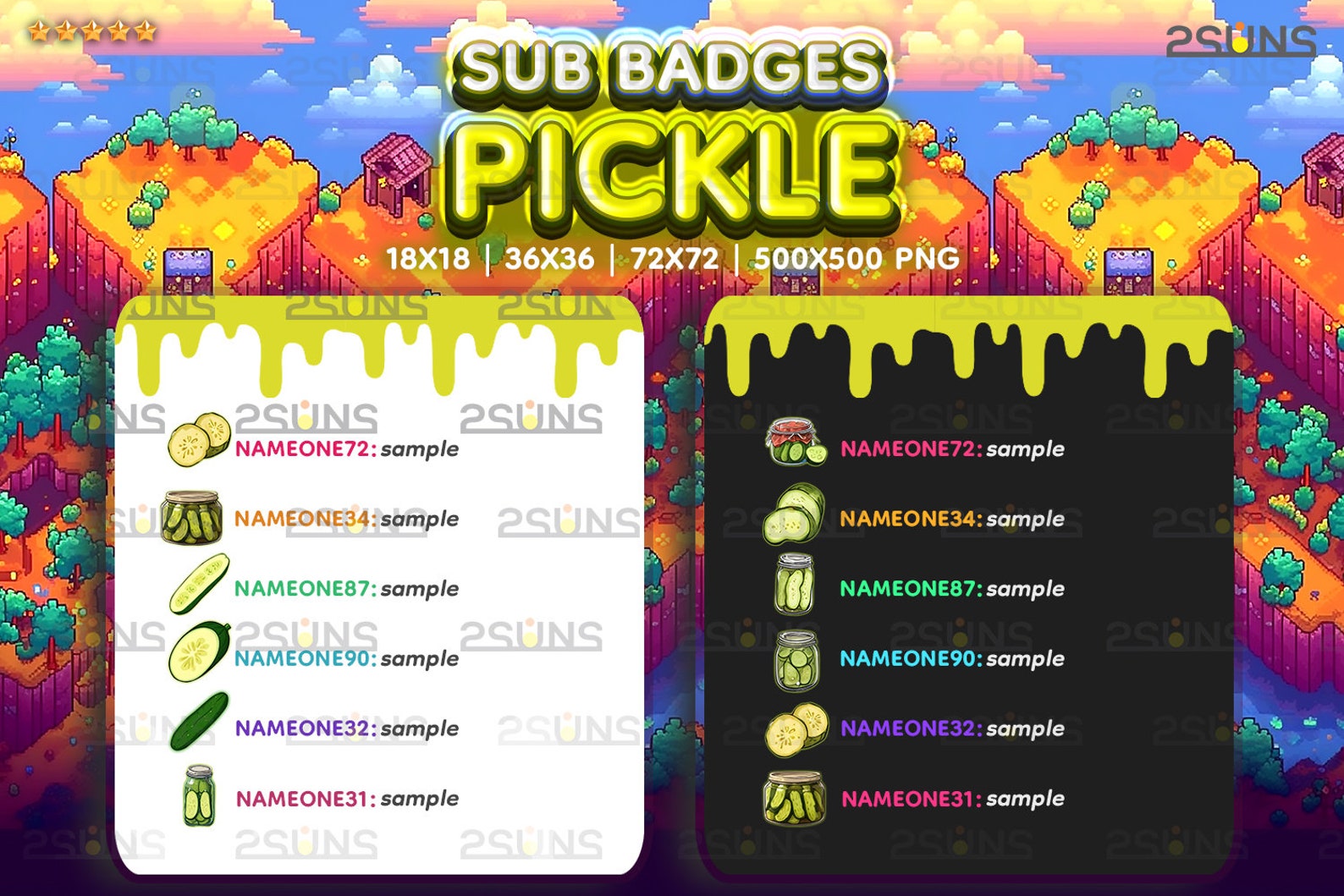 10 Pickle Sub Badges, Pickles Twitch Badges, Farm Sub Badge, Badges for ...