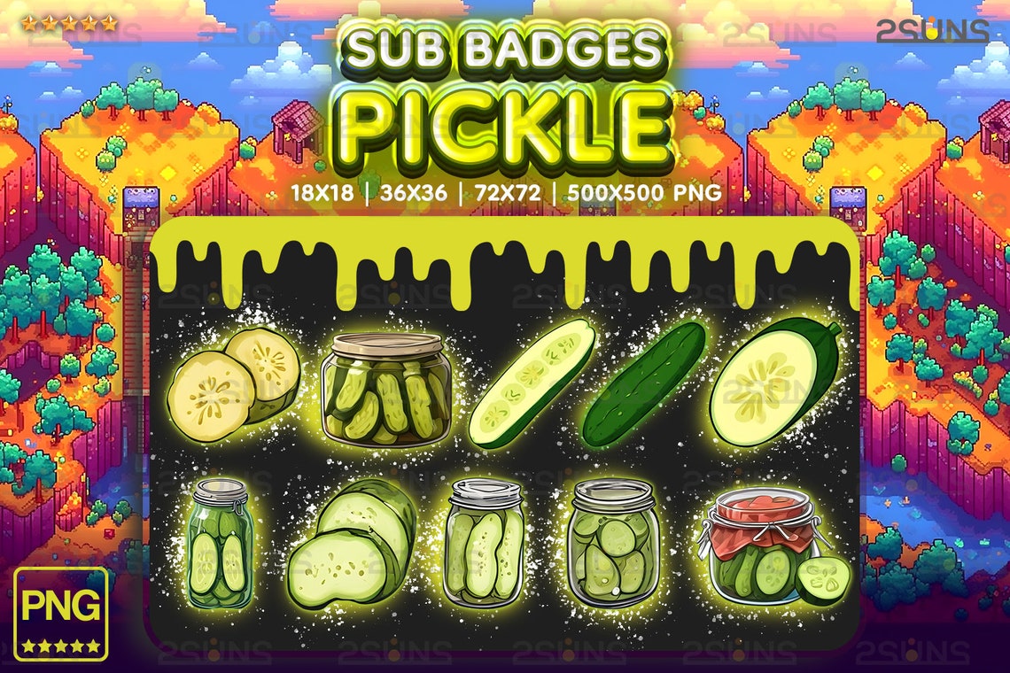 10 Pickle Sub Badges, Pickles Twitch Badges, Farm Sub Badge, Badges for ...