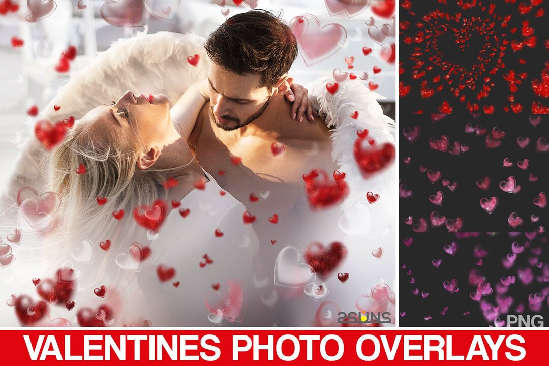 Valentine Overlay, Bokeh Heart Border Overlays, Blowing Heart Photoshop ...