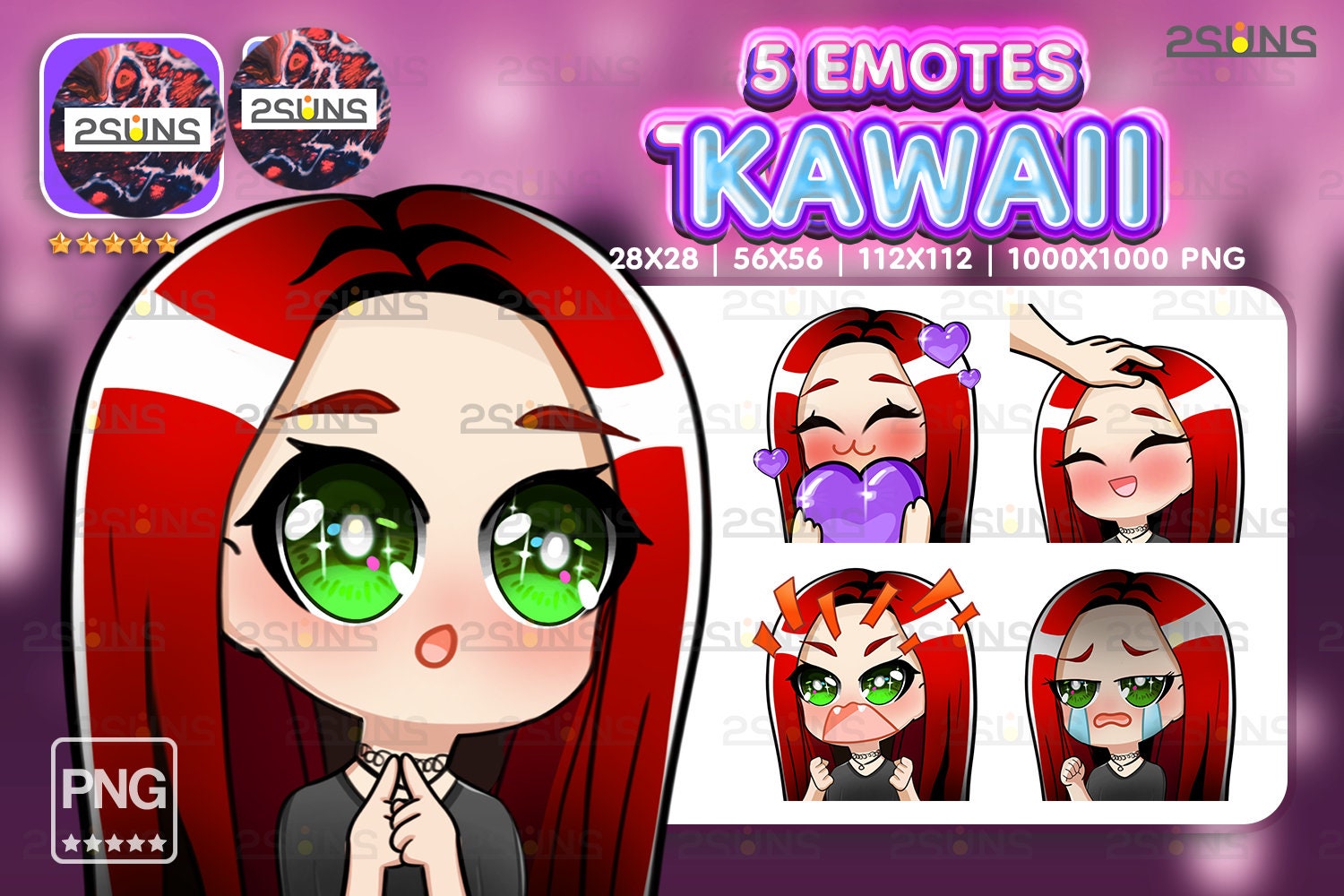 Girl Chibi EMOTES 5, Emoji Twitch Pack, Smile Emotes Pack, Emotes for ...