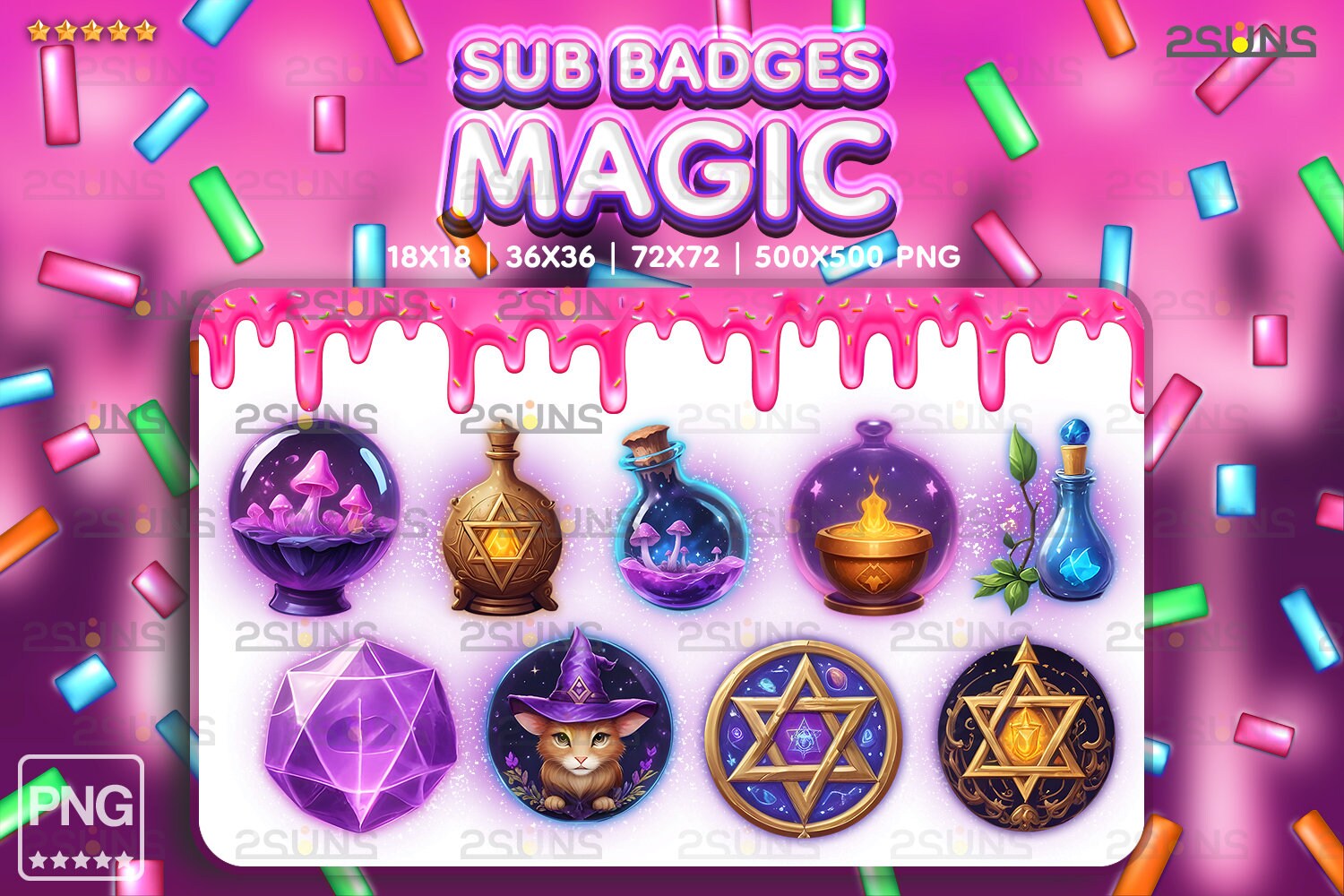 9 Magic Sub Badges Mushroom, Goth Twitch Badges Potion, Magic Ball Sub ...