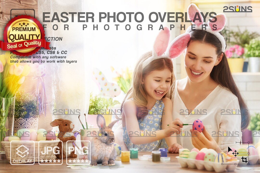 Easter Photoshop Overlays, Easter Bunny Photo Overlays, Easter Digital ...