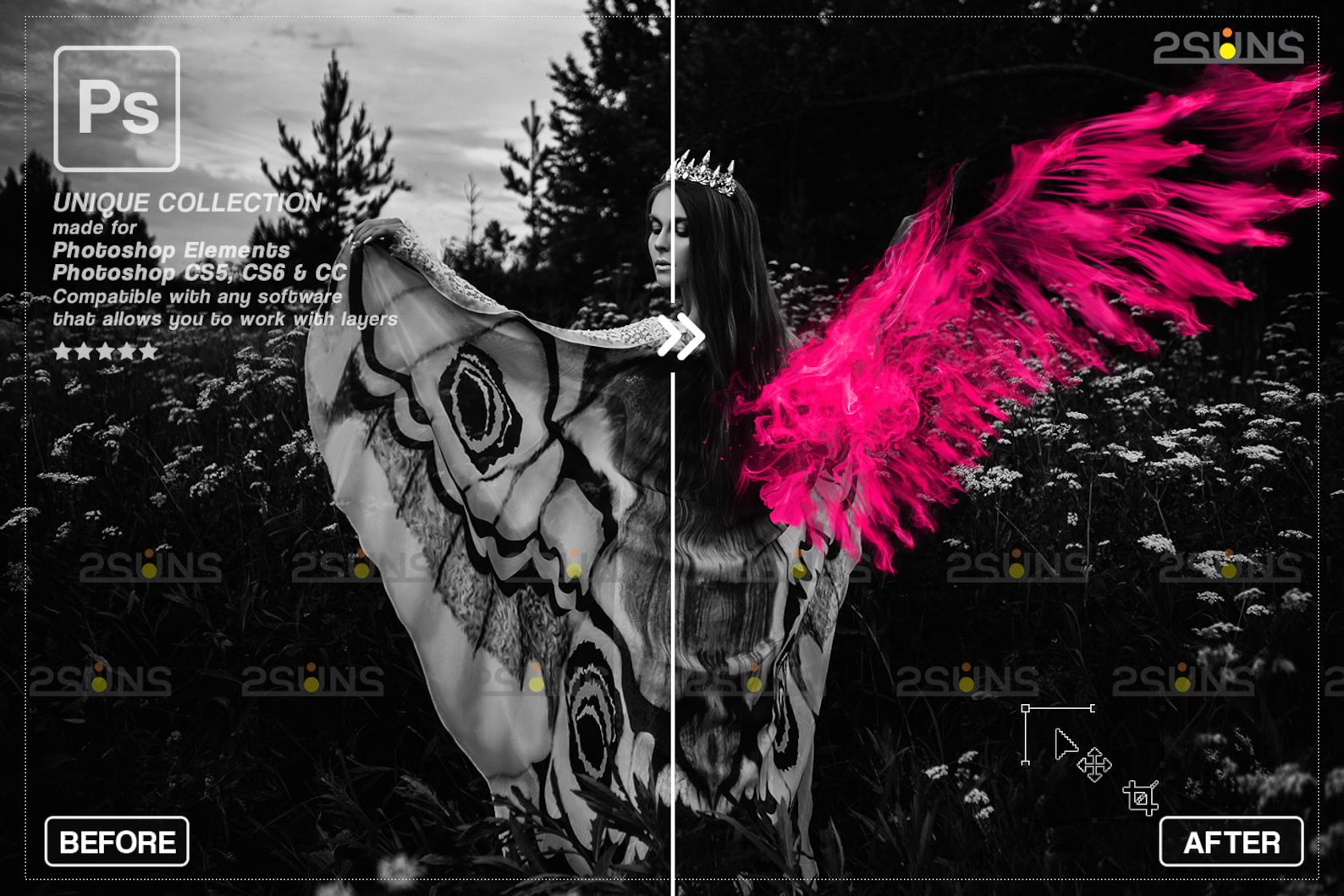 Pink Digital Angel Wings Overlay Photoshop Overlay Halloween - Etsy