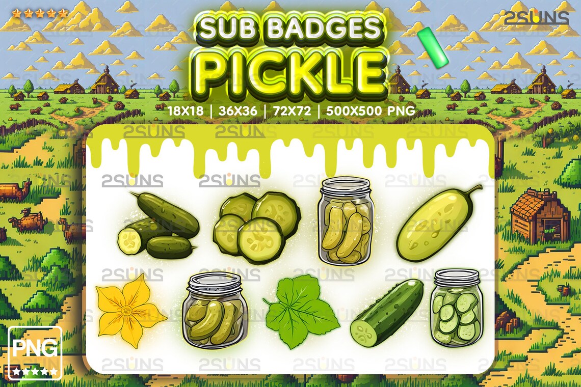 9 Pickle Sub Badges, Pickles Twitch Badges, Farm Sub Badge, Badges for ...