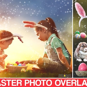 Easter Photoshop Overlays, Easter Bunny Photo Overlays, Easter Digital ...
