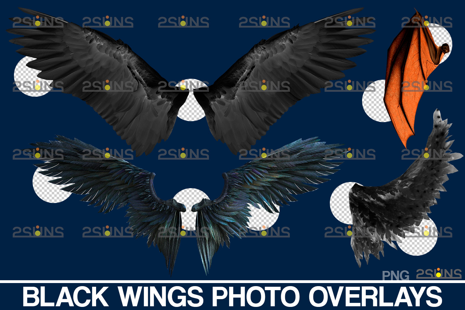 Black angel wings overlay & Photoshop overlay: Superposición | Etsy