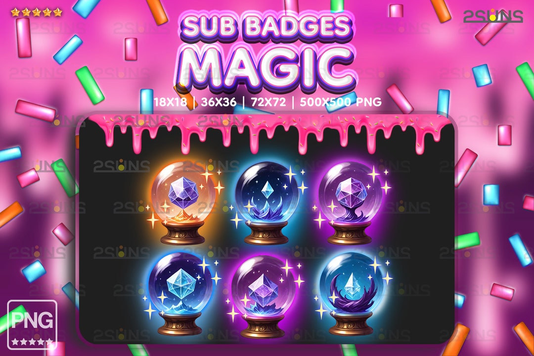 6 Magic Sub Badges, Goth Twitch Badges, Magic Ball Sub Badge, Badges ...