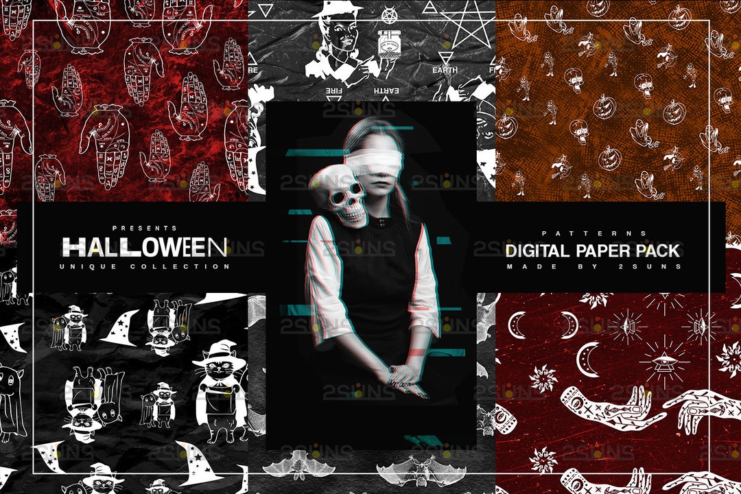 Halloween Digital Paper, Scrapbook Paper, Horror Seamless Pattern ...