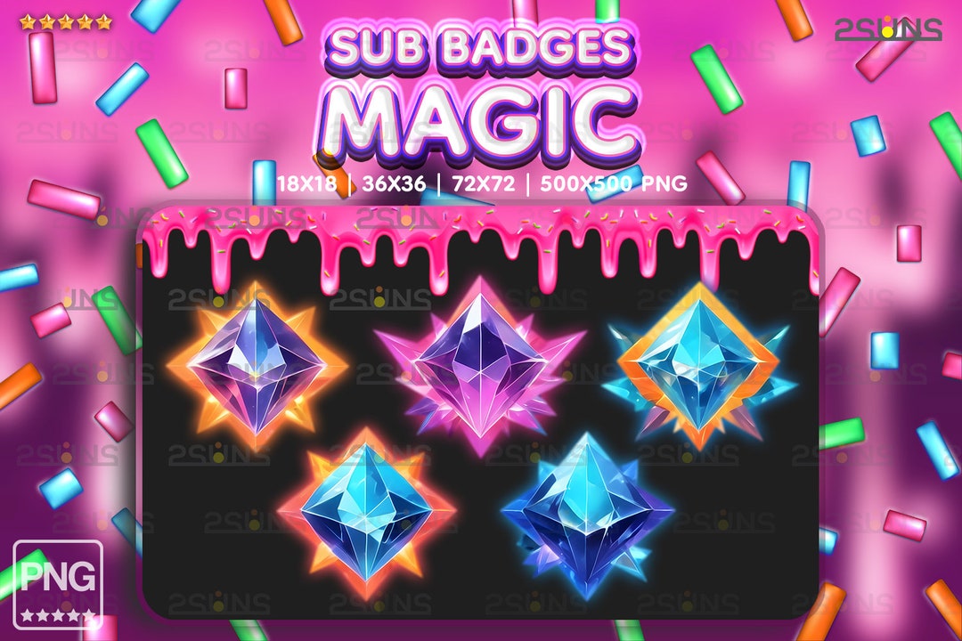 5 Magic Sub Badges GEM, Сrystal Twitch Badges, Magic Diamond Sub Badge ...