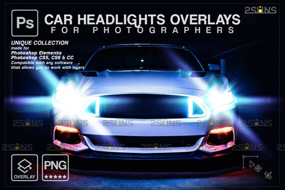 Car Headlights Photo Overlays, Photoshop overlay, Stage light overlay ...