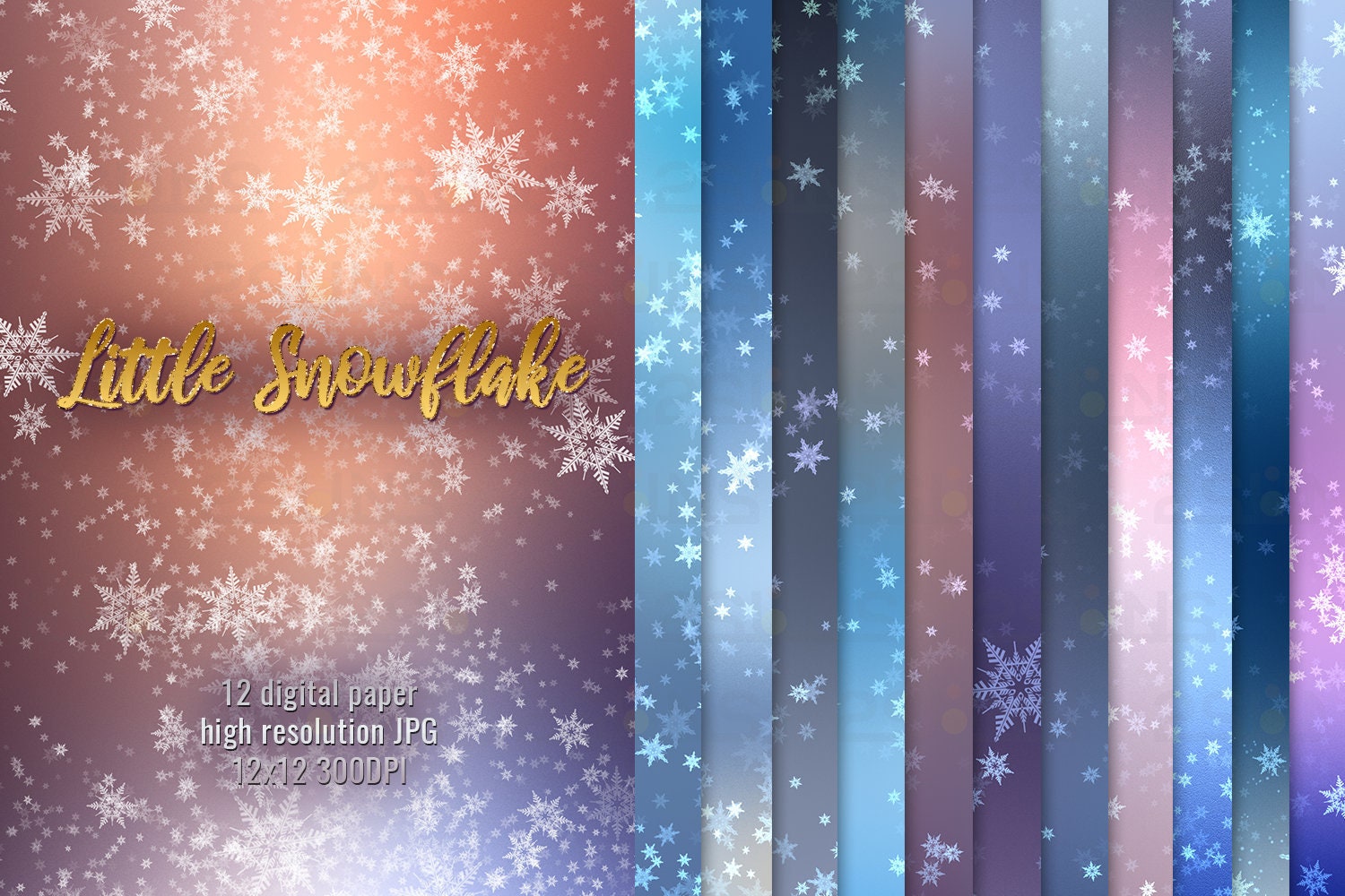 Christmas Digital paper Snow flake digital paperColorful & | Etsy