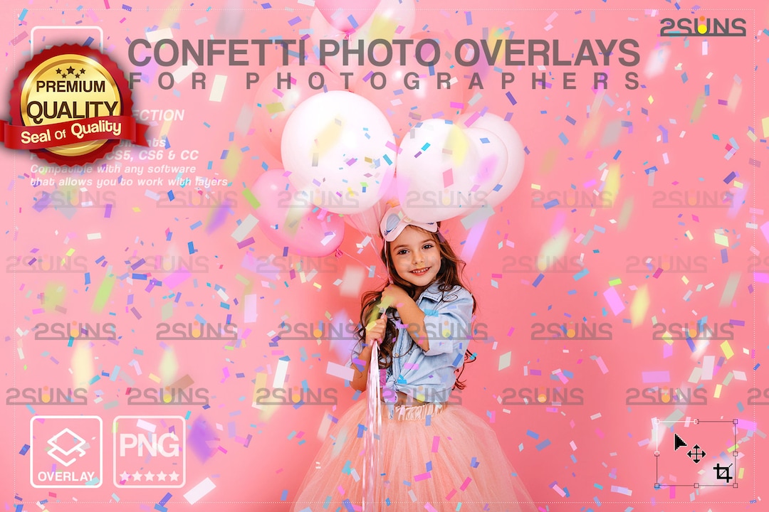Colorful Confetti Overlay Photo, Birthday Party Overlay, Gender Reveal ...