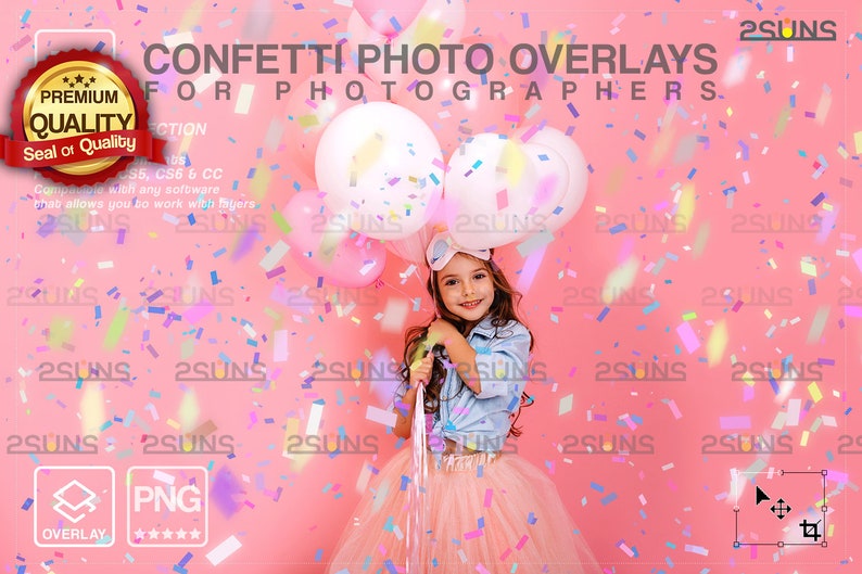 Colorful Confetti Overlay Photo, Birthday Party Overlay, Gender Reveal ...