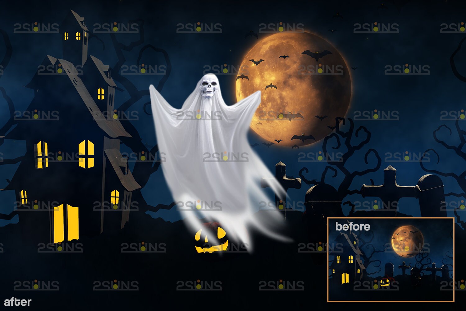 Halloween Overlay, Ghost Overlay, Photoshop Overlays, Ghost Clipart ...