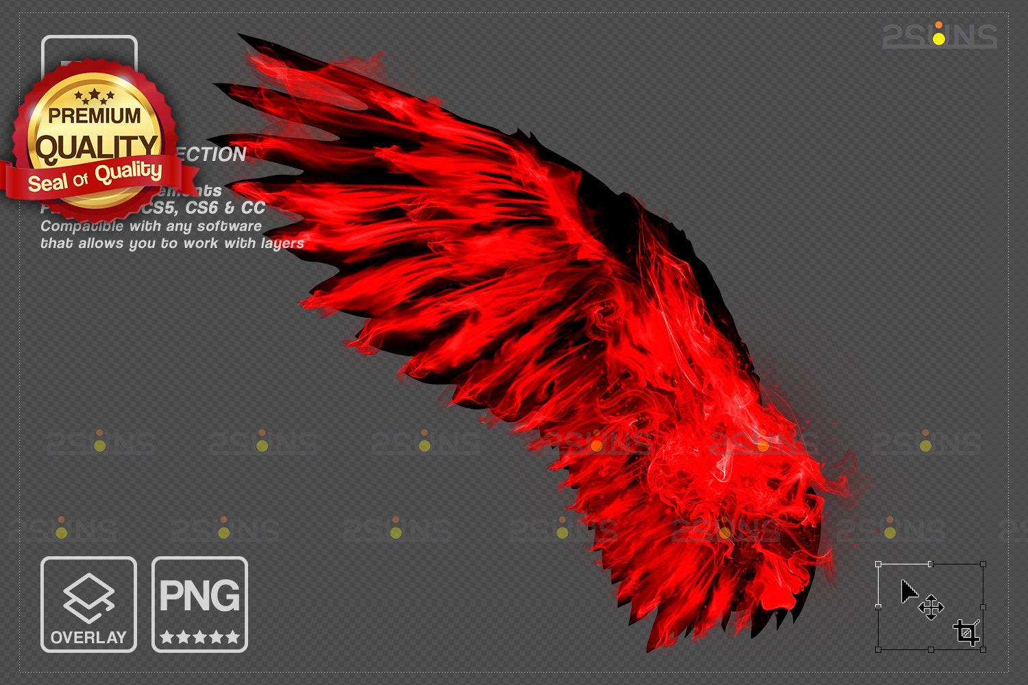 Red Digital Angel Wings Overlay, Photoshop Overlays, Halloween Overlay ...