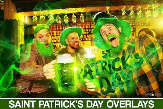 St Patricks Day Digital Background & Photoshop Overlay: Green | Etsy