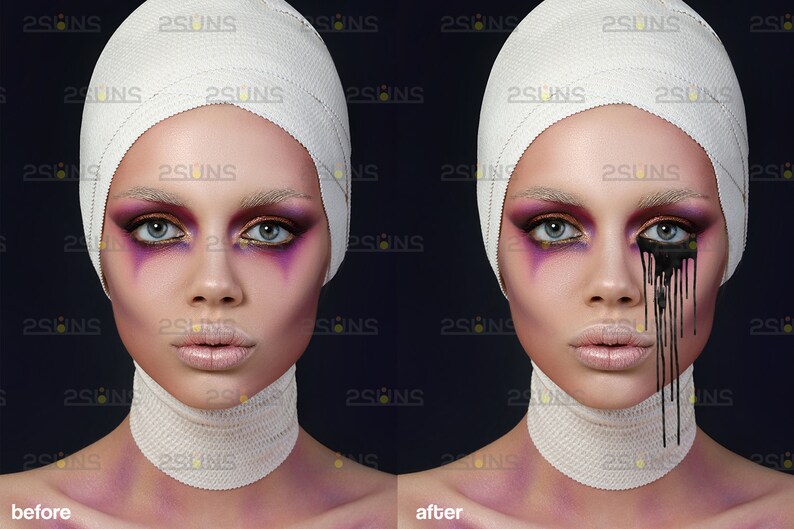 Halloween Overlay Tear Drop Photoshop Overlay Black Tears | Etsy