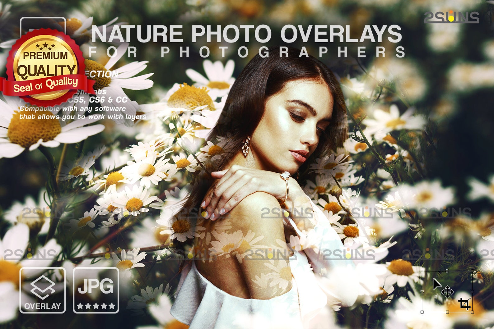 Digital Flower Backdrop, Flower Photoshop Overlays, Flower Overlay ...