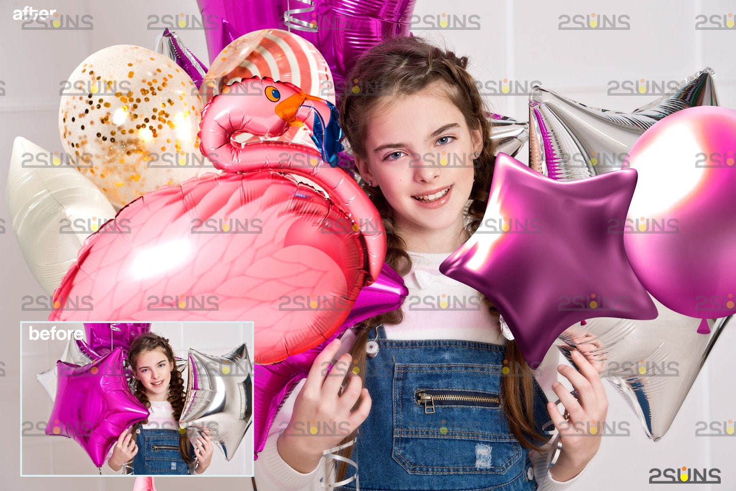 Color Balloons Photo Overlay, Ballooons Photoshop Overlays, Birthday ...