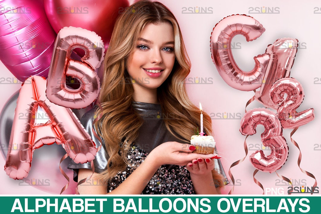Birthday Photoshop Overlays, Balloons Clip Art, Pink Balloons Photo ...
