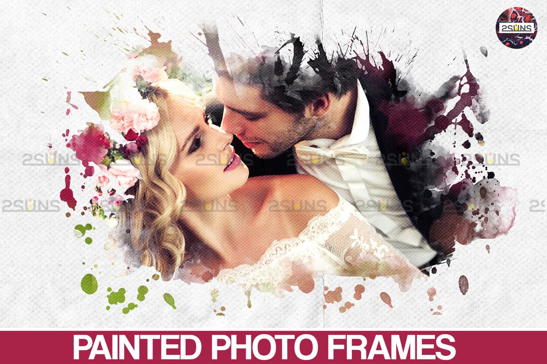Watercolor PNG Brushes, Watercolor Overlay, Clipping Photo Masks, Frame ...