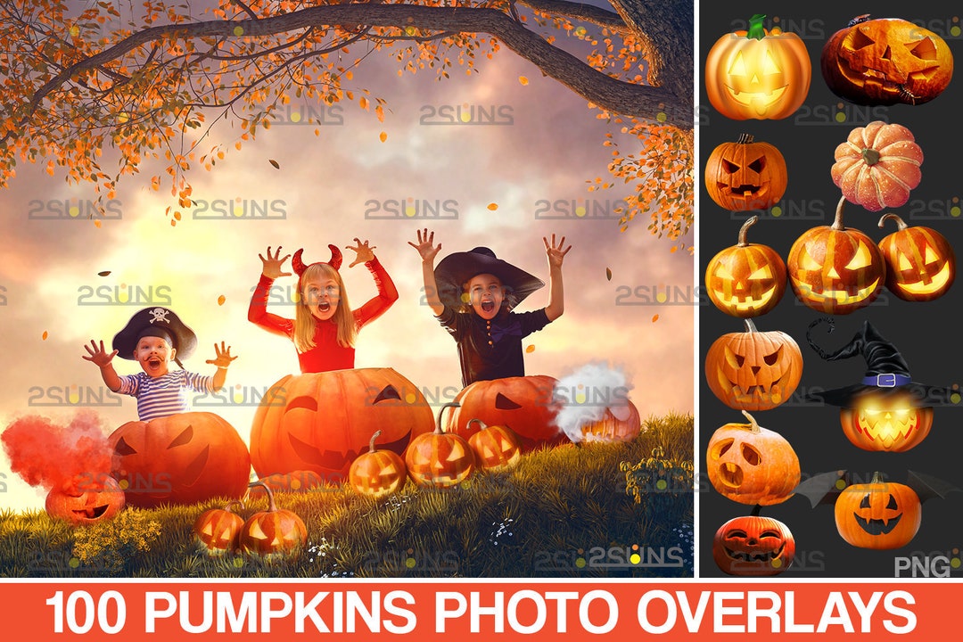 100 Halloween Photoshop Overlays, Halloween Pumpkin Overlays, Photo ...