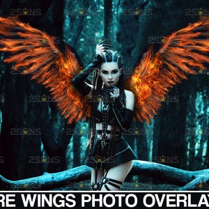 Fire Digital Angel Wings Overlay, Photoshop Overlays, Halloween Overlay ...