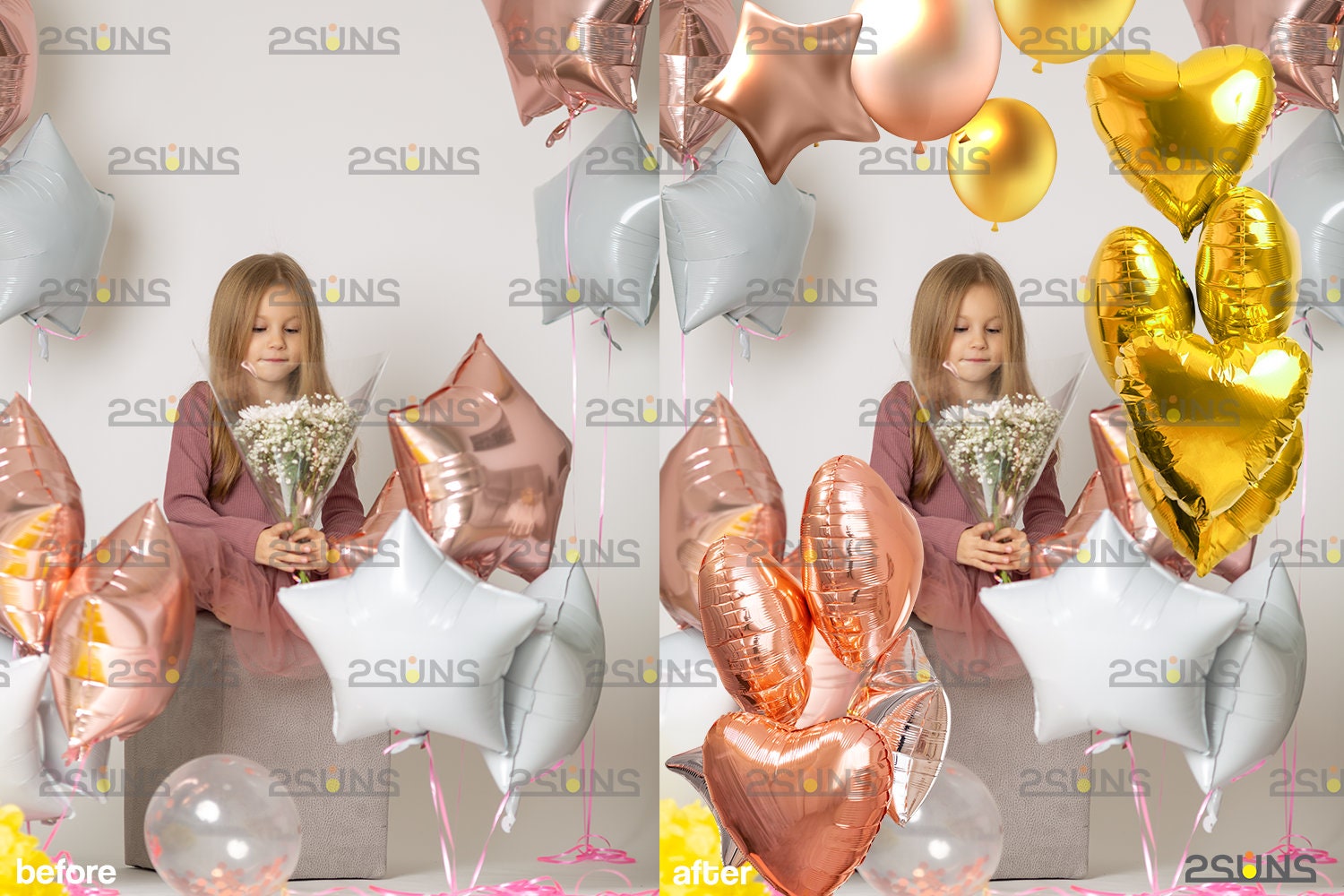 Color Balloons Photo Overlay, Ballooons Photoshop Overlays, Birthday ...