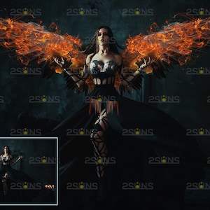 Fire Digital Angel Wings Overlay, Photoshop Overlays, Halloween Overlay ...