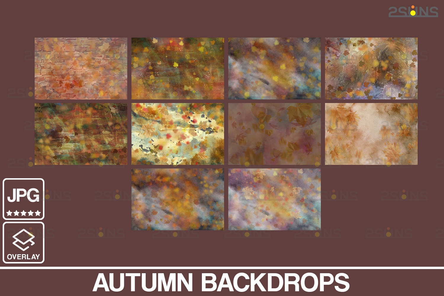 Digital Autumn Backdrop, Autumn Photoshop Overlays, Fall Overlay, Photo ...