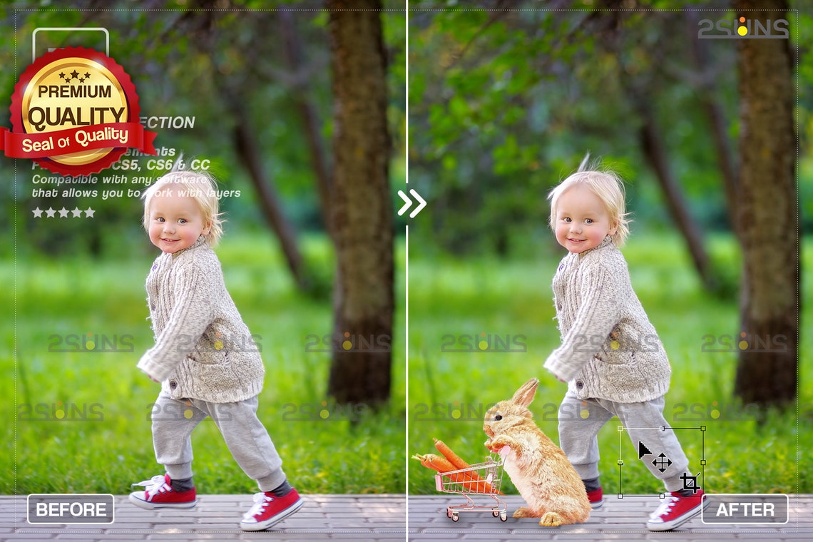 Easter Photoshop Overlays, Easter Bunny Photo Overlays, Easter Digital ...
