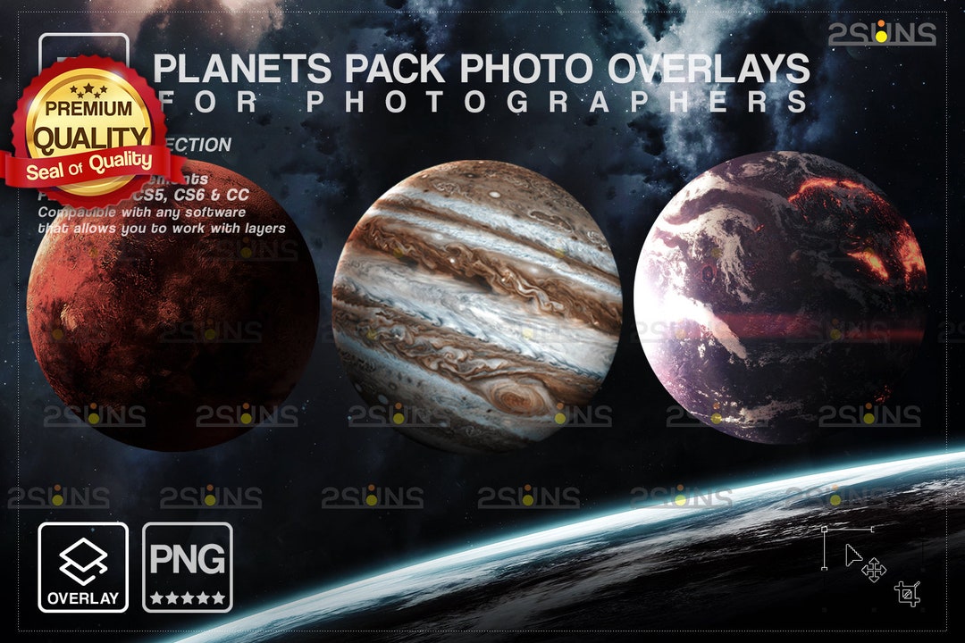 Planets Photoshop Overlays, Galaxy Transparent, Space Clipart, Night ...