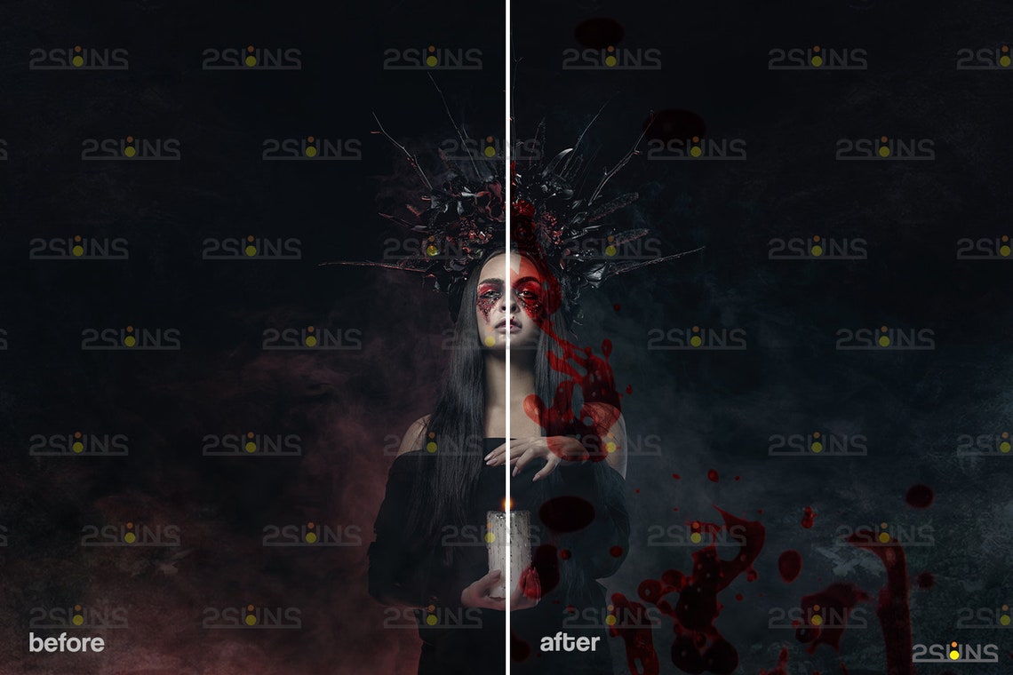 Blood splatter photoshop overlay: Halloween blood overlays | Etsy