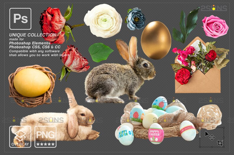Easter Overlays Easter Bunny Photo Overlays Photoshop | Etsy