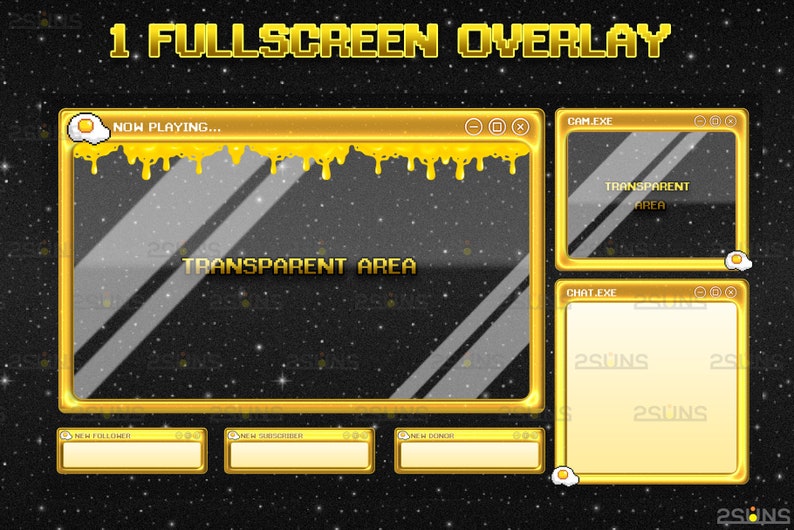 Kawaii Twitch Overlay Package, Stream Overlay, Yellow Egg Overlay ...