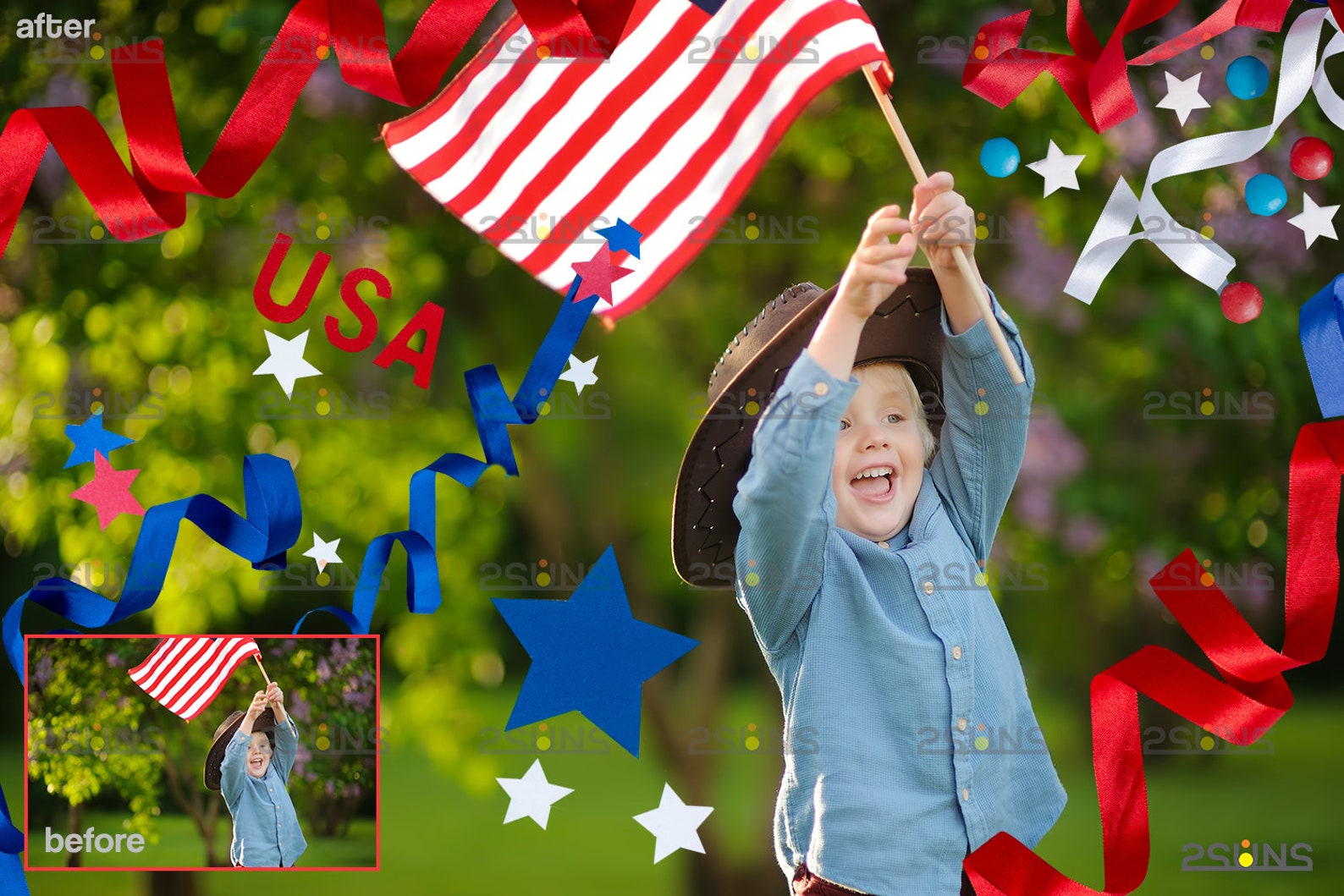 4th July Clipart, American Flag Png, Photoshop Overlays, 4th of July ...
