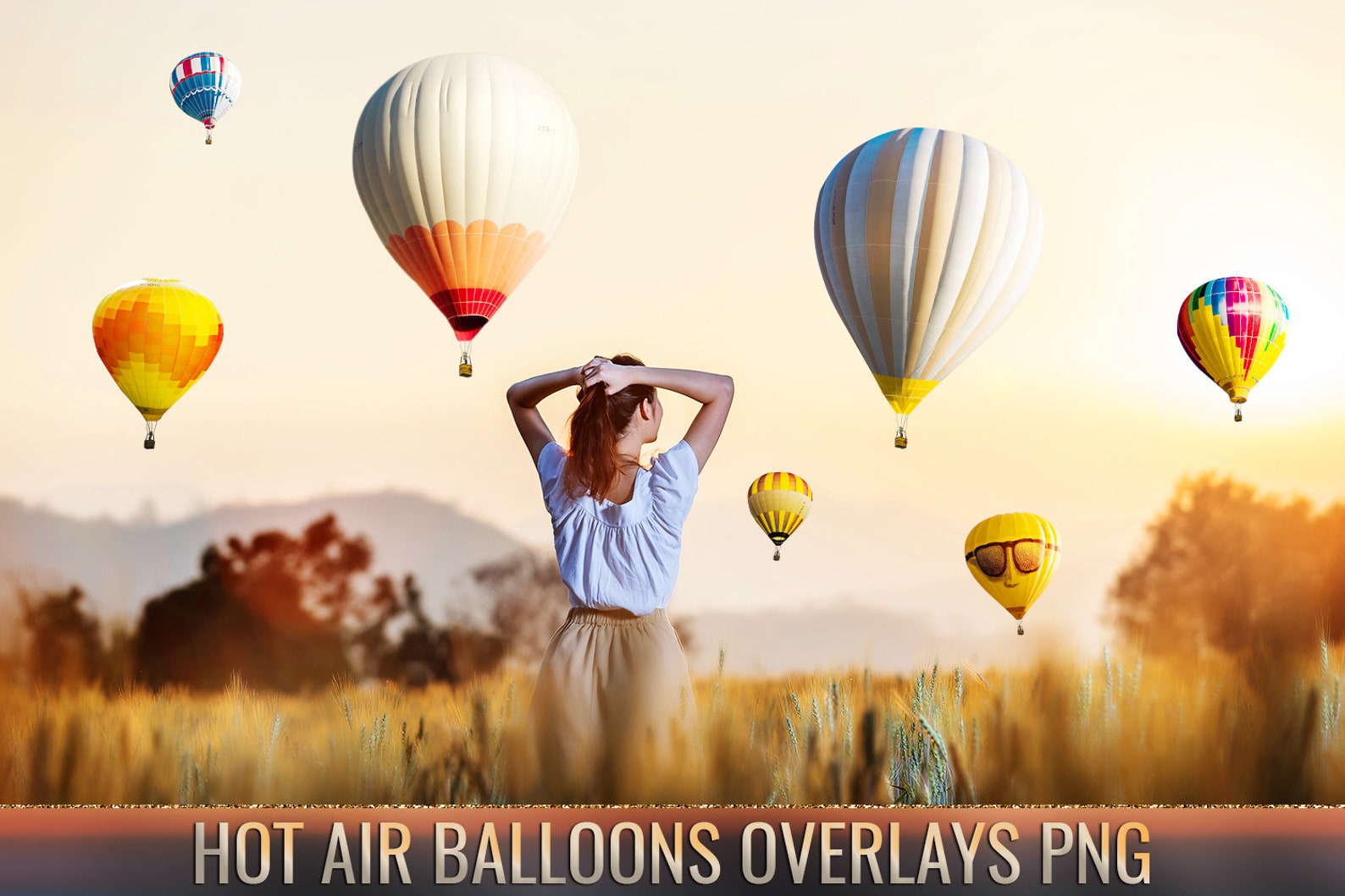 36 Hot Air Balloon Photoshop Overlays, Air Balloon Png, Valentines ...