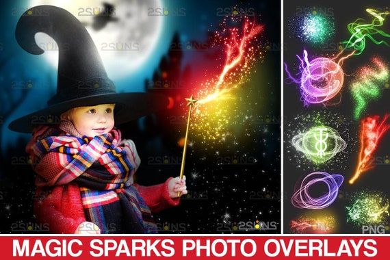 Christmas Magic wands photoshop overlay, Gold overlay, Glitter overlay ...