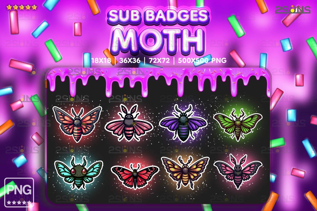 8 Magic Sub Badges Moth, Goth Twitch Badges Butterfly, Halloween Sub ...