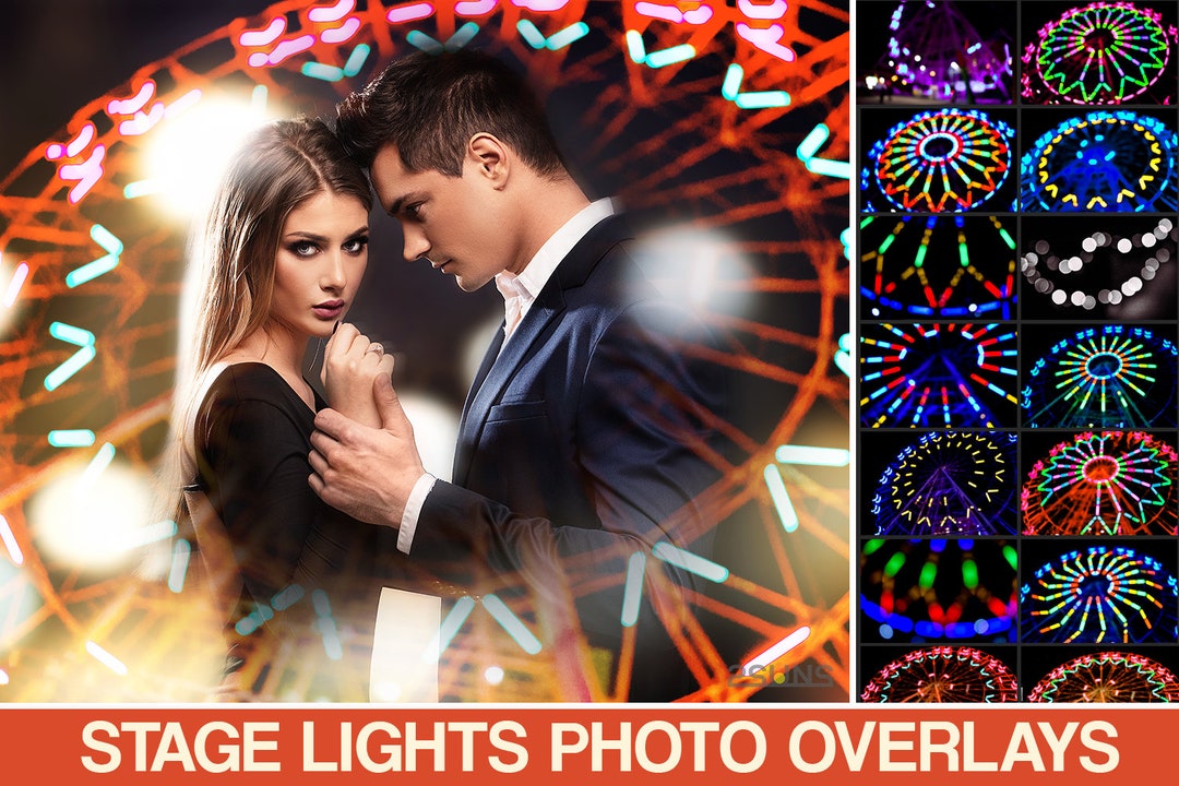Neon Photoshop Overlays, Bokeh Overlays, Christmas Overlays, Neon Light ...