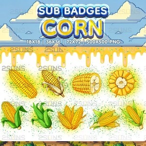 9 Corn Sub Badges, Corn Twitch Badges, Farm Sub Badge, Badges for ...